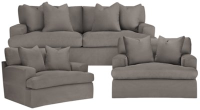 Delilah Gray Fabric Living Room | Living Room - Living Room Sets | City ...