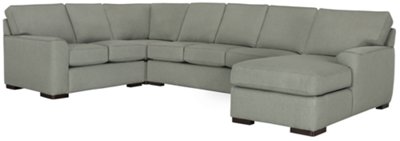 Austin GREEN FABRIC Right Chaise Memory Foam Sleeper Sectional