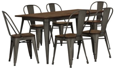 Harlow Dark Tone Rect Table & 4 Wood Chairs | Dining Room - Dining Sets | City Furniture