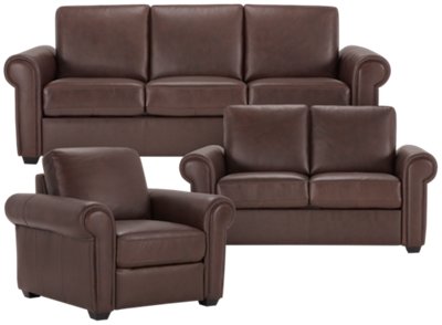 Lincoln Medium Brown Leather & Vinyl Living Room | Living Room - Living ...