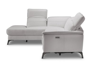 Pearson Gray Leather Left Bumper Power Reclining Sectional | Living ...