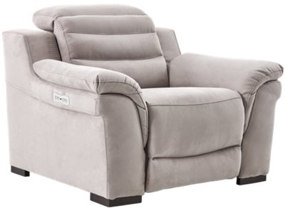 Sentinel Light Gray Micro Power Recliner with Power Headrest | Living ...