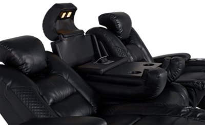 Troy Black Microfiber Power Reclining Sofa | Living Room - Reclining ...