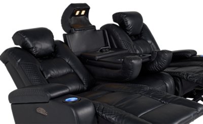 Troy Black Microfiber Power Reclining Sofa | Living Room - Reclining ...