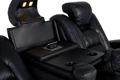 Troy Black Microfiber Power Reclining Sofa | Living Room - Reclining ...