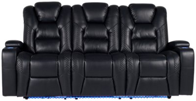 Troy Black Microfiber Power Reclining Sofa | Living Room - Reclining ...