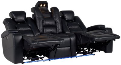 Troy Black Microfiber Power Reclining Sofa | Living Room - Reclining ...